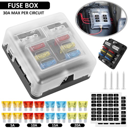 6-Way Fuse Box DC 32V Circuit Blades Fuse Block Waterproof Fuse Box ...