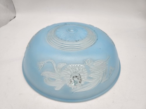 VTG Art Deco Floral Pattern Baby Blue Glass ceiling light Cover 10” 3 ...
