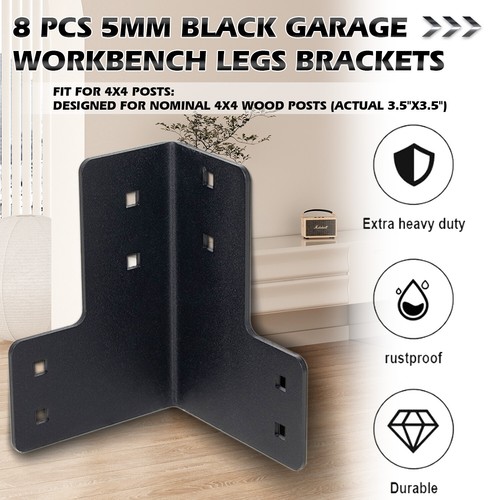 8pcs Workbench Corner Brackets Kit Steel w/Screws 5MM for DIY Workbench ...