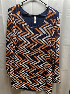 Per Seption Concept Tunic Top Orange Navy White Size L Denver Bronco ...