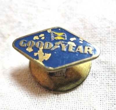 Old GoodYear tires pneumatic buttonhole vintage lapel pin logo badge ...