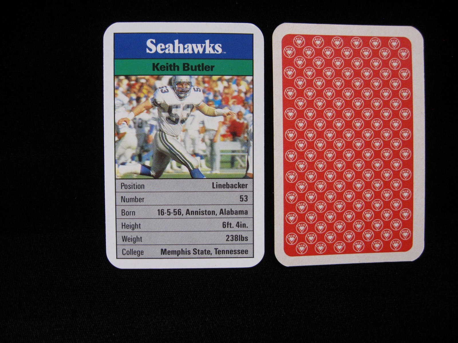 1987 Keith Butler Seattle Seahawks "Ace Fact Pack" Card United Kingdom ...