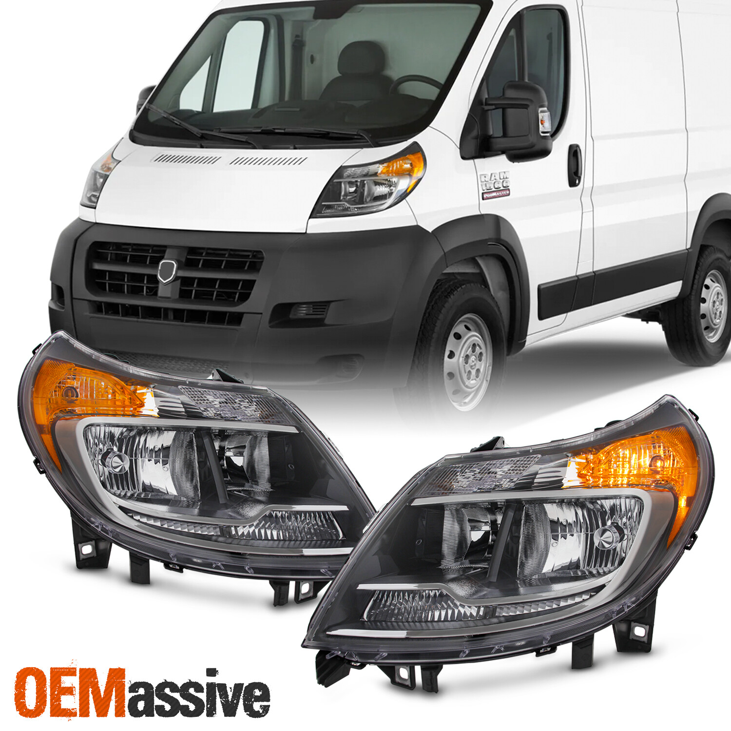 For 2014-2022 Dodge Ram Promaster Headlights Headlamp w/o DRL Lights ...