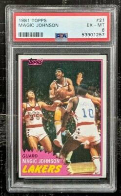 1981 Topps Magic Johnson PSA 6 EX-MT 2nd Year Solo Card #21 Lakers GOAT ...