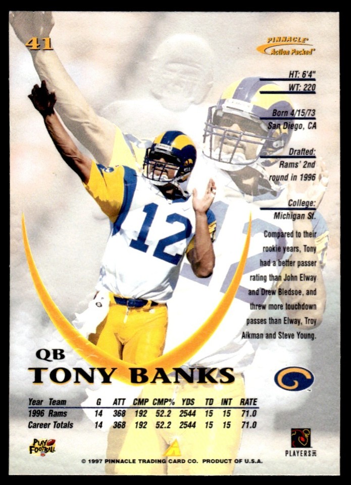 1997 Action Packed Tony Banks St. Louis Rams #41 | eBay