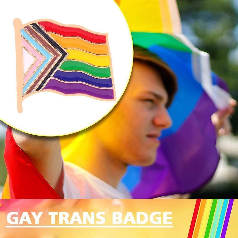 Progress Pride Badge Lapel Pin LGBTQIA LGBTQ+ Gay Trans Minorities Z7 ...