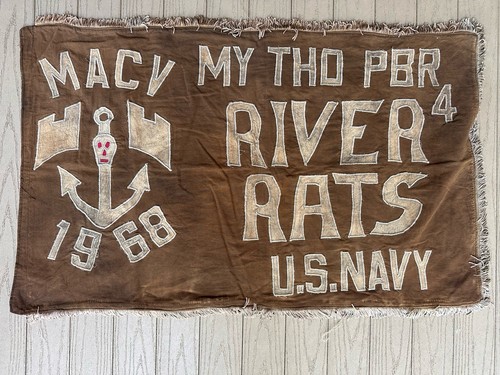 Vtg 1968 Vietnam War Flag | U.S. Navy MACV My Tho PBR 4 RIVER RATS ...
