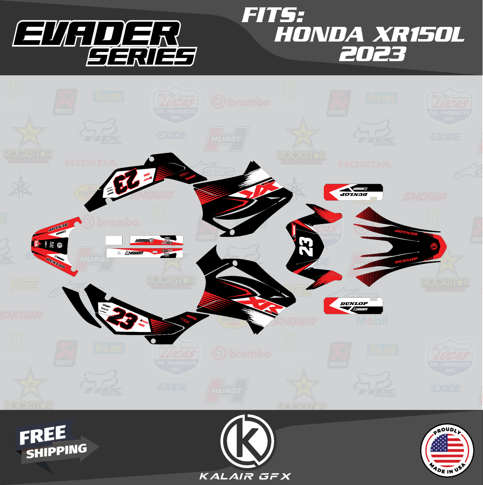 Graphics Decal Kit for Honda XR150L XR 125L ( 2023+) Evader Series ...