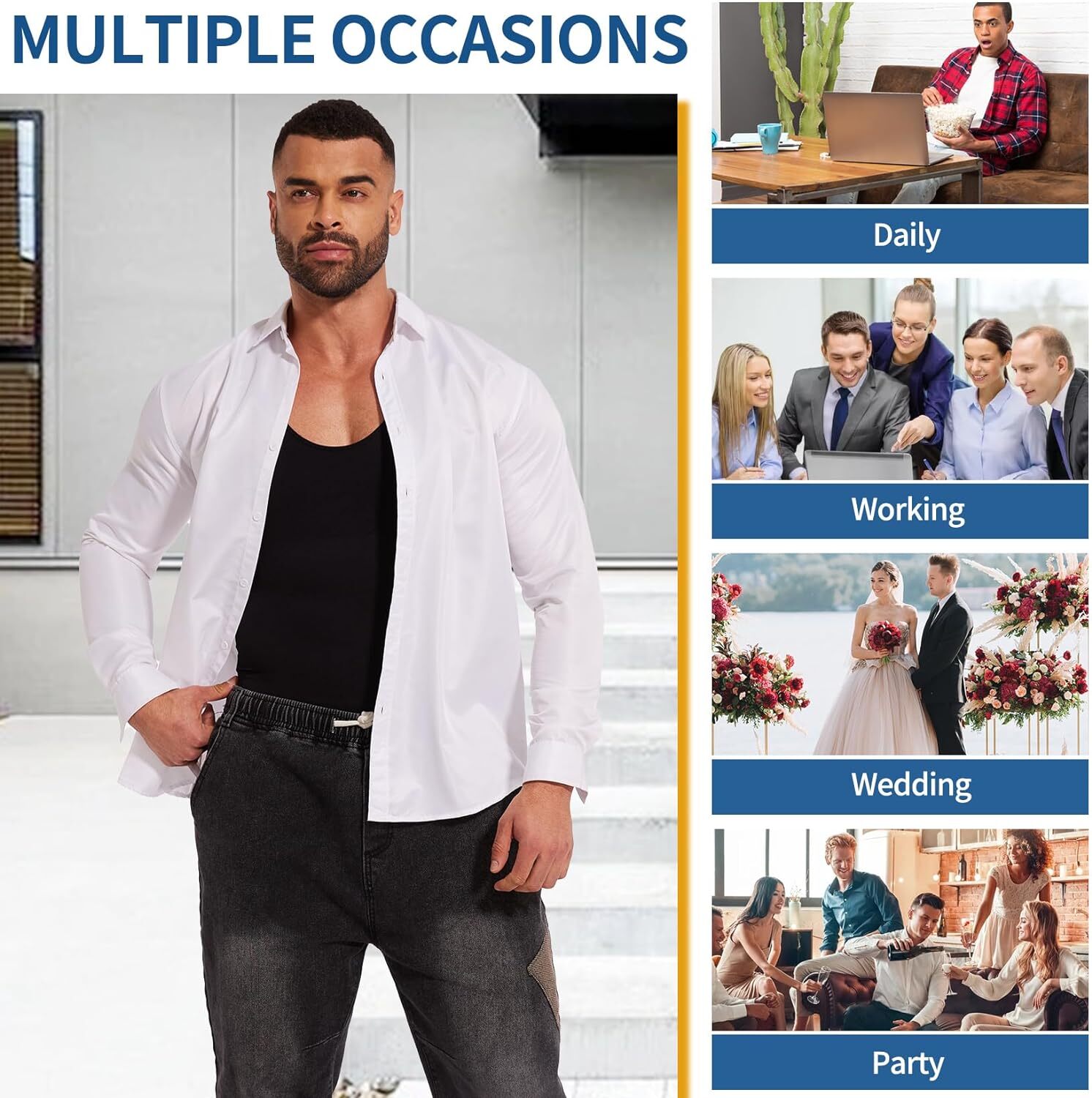 Men's Full Body Shaper Slimming Compression Bodysuit Thigh Slimmer ...