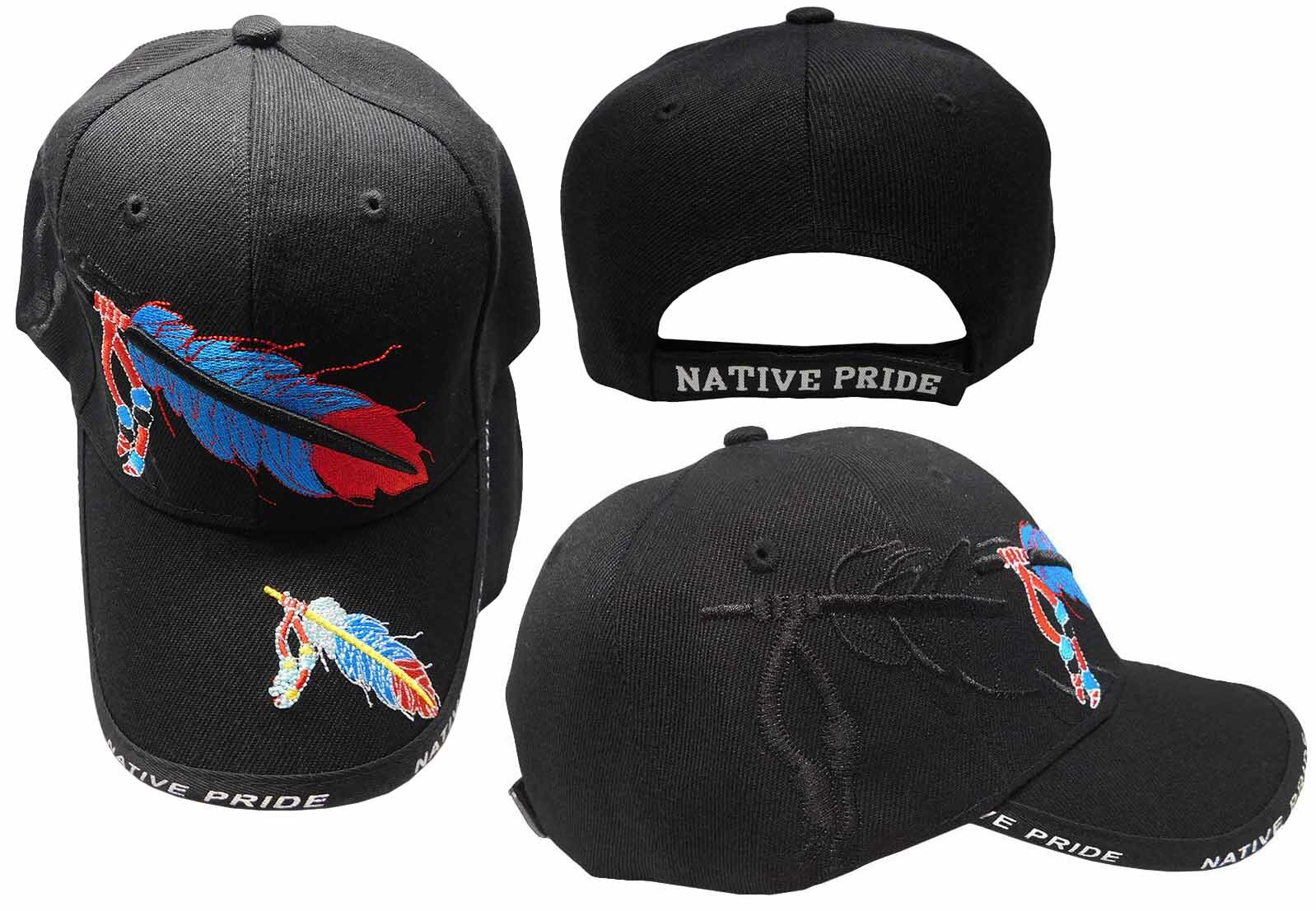 Native American Feather Beads Native Pride Indian Shadow Black Cap ...