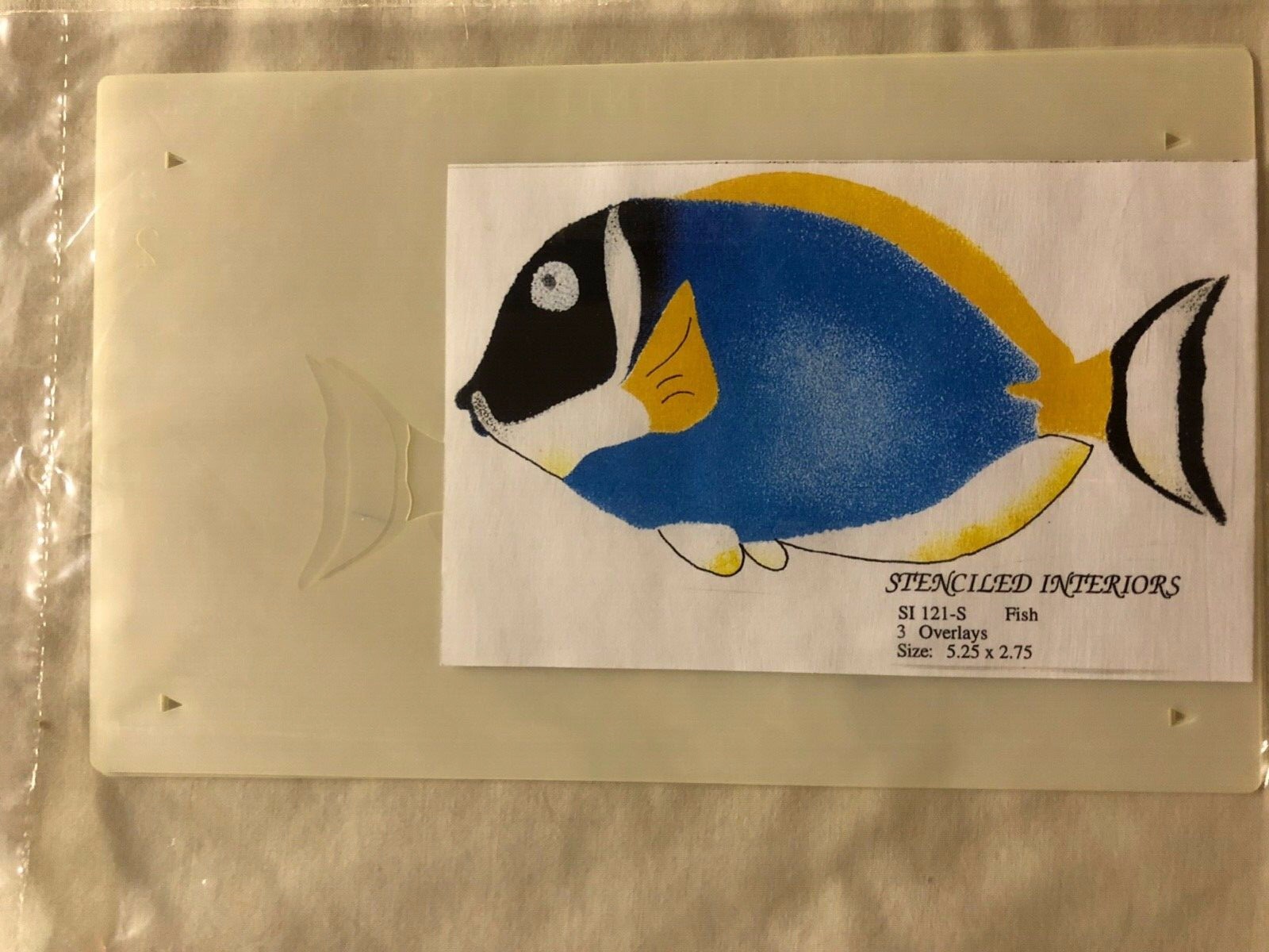 NEW FISH-Blue Tang- STENCIL Stenciled Interiors Sealife 5.25 x 3 Wall ...