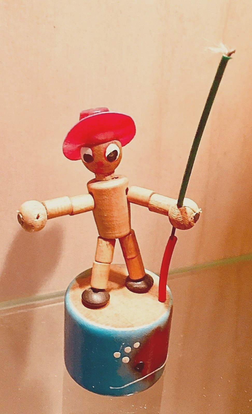 Vintage Fisherman Fly Fishing Hand-Made Wooden Push Up Collapsing Toy ...