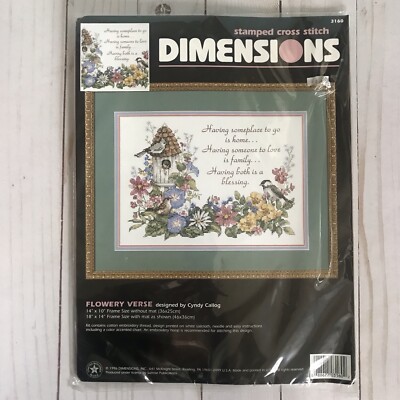 Dimensions Stamped Cross Stitch Birds Flowery Verse Cyndy Callog 14”x10 ...