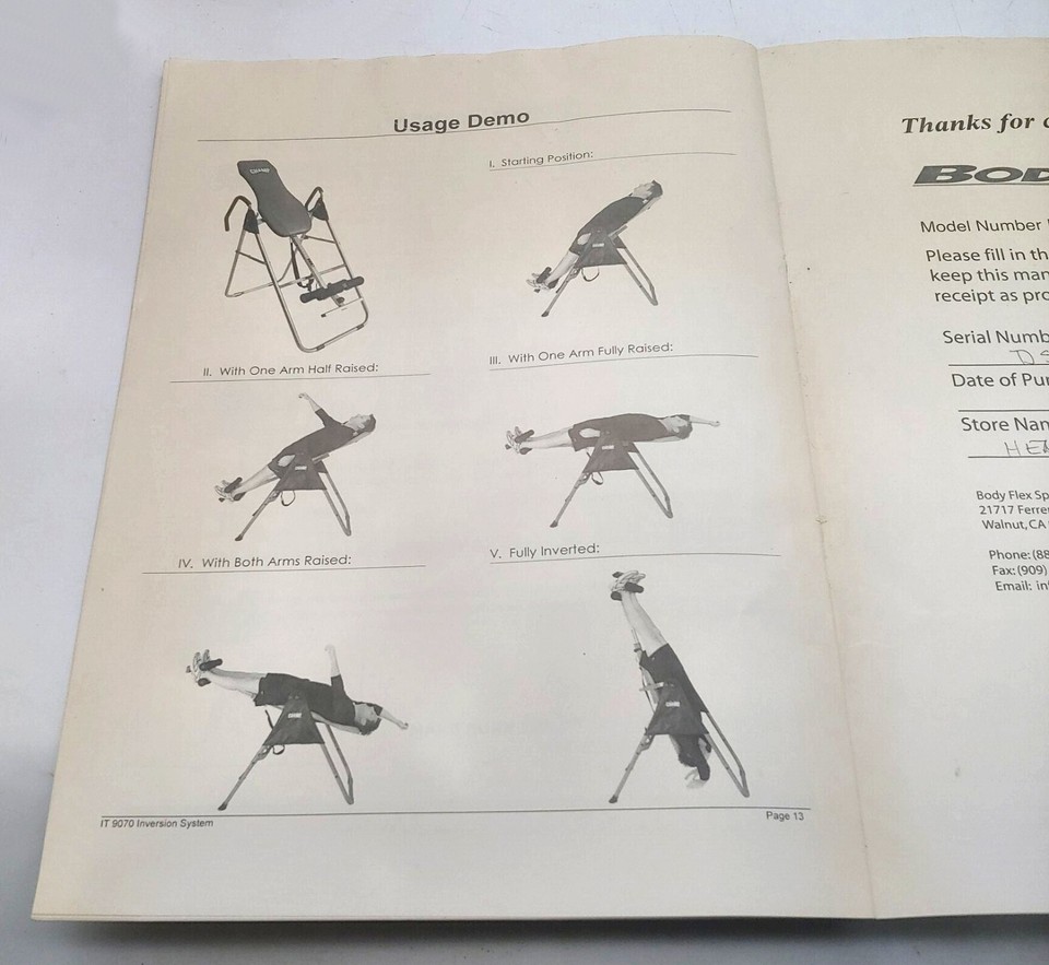 Body Champ IT 9070 Gravity Inversion System Owner's Manual | eBay