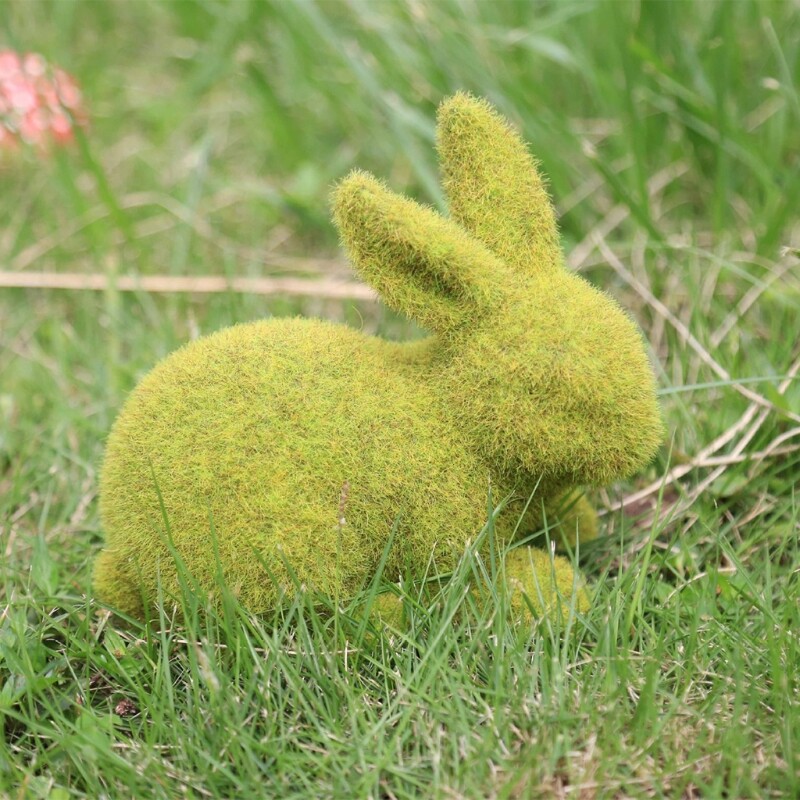 Artificial Plant Green Flocking Rabbit Handmade Easter Decoration | eBay