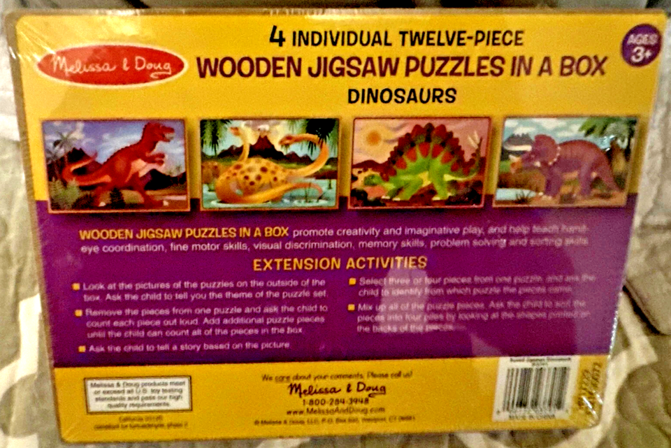 Melissa & Doug Wooden Jigsaw Puzzles In A Box - Dinosaurs /T-Rex ...