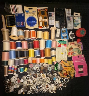 Sewing Notions Vintage Lot Threads Needles and More | eBay