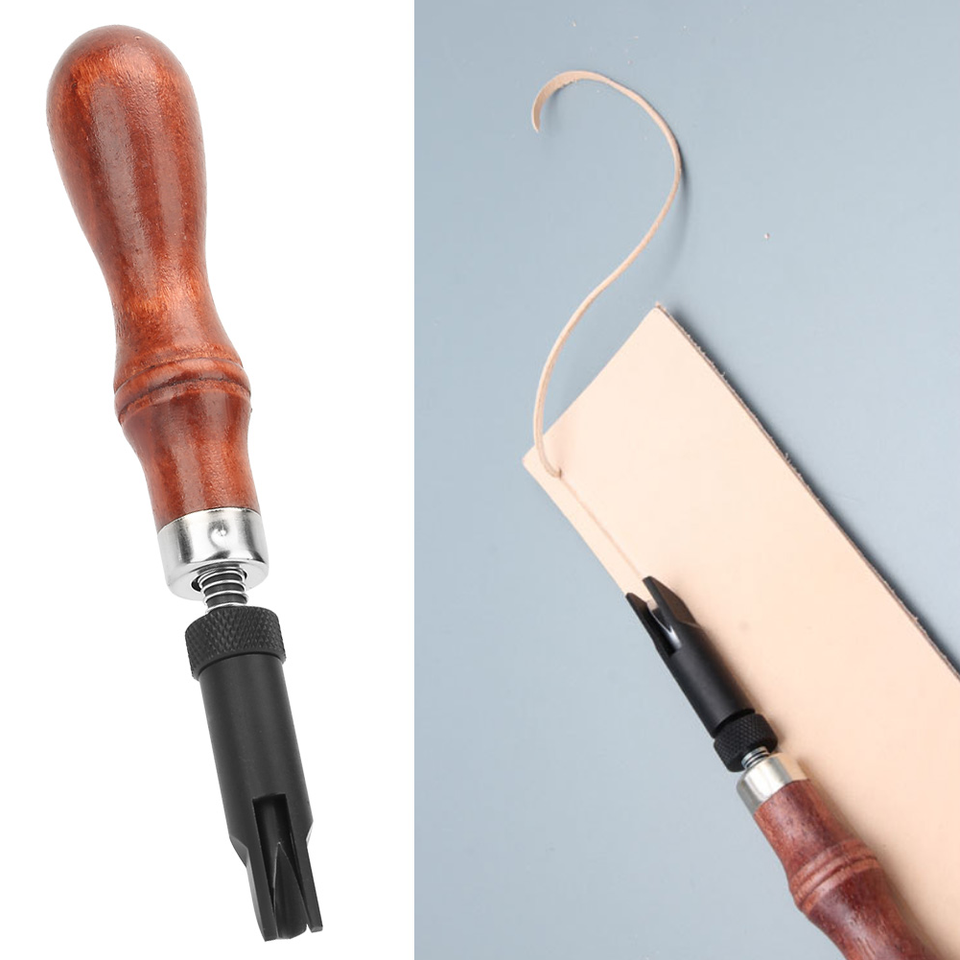 Adjustable Wood Handle V Type Push Groover Leather Grooving Craft Gouge ...