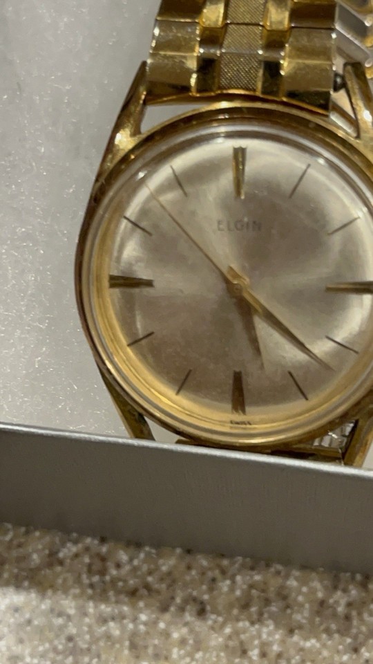 Elgin men’s Swiss mechanical watch gold plate very nice mid century ...