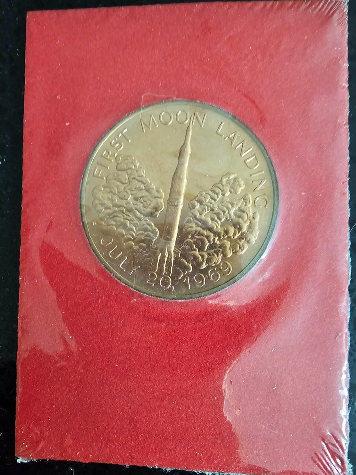 Coin Bronzed Commemorative First Moon Landing 1969 Space Rockets German ...
