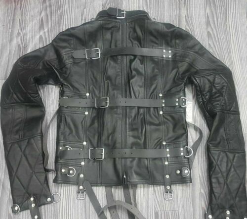 Mens Real Leather Heavy Duty Straight Jacket Cowhide Heavy Duty ...