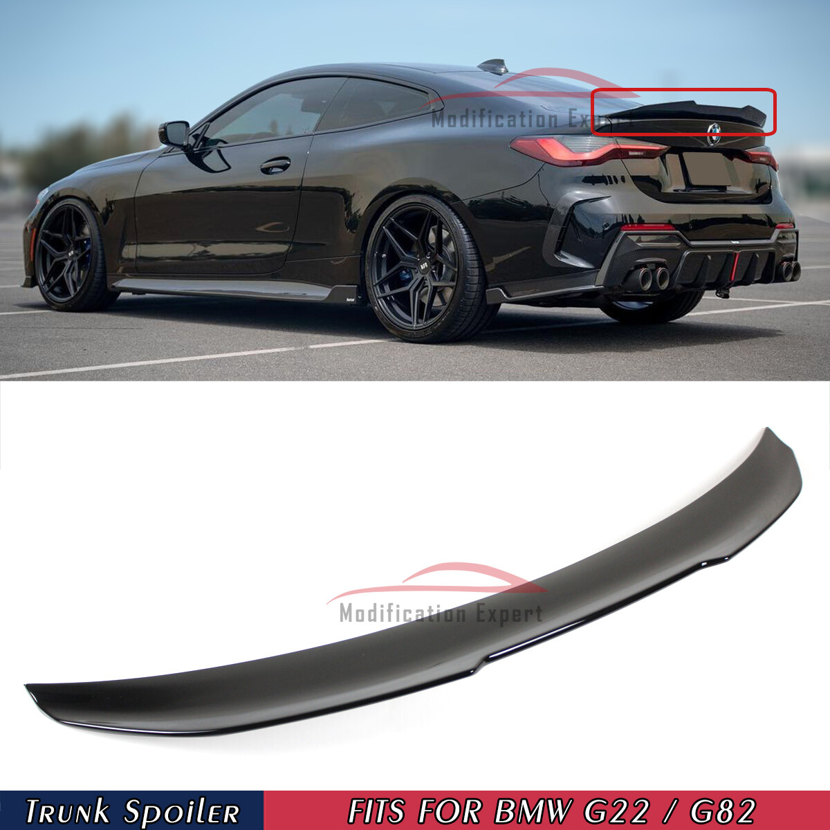 FOR 21-25 BMW G22 4 Series 430i M440i G82 M4 Gloss Black PSM Style ...