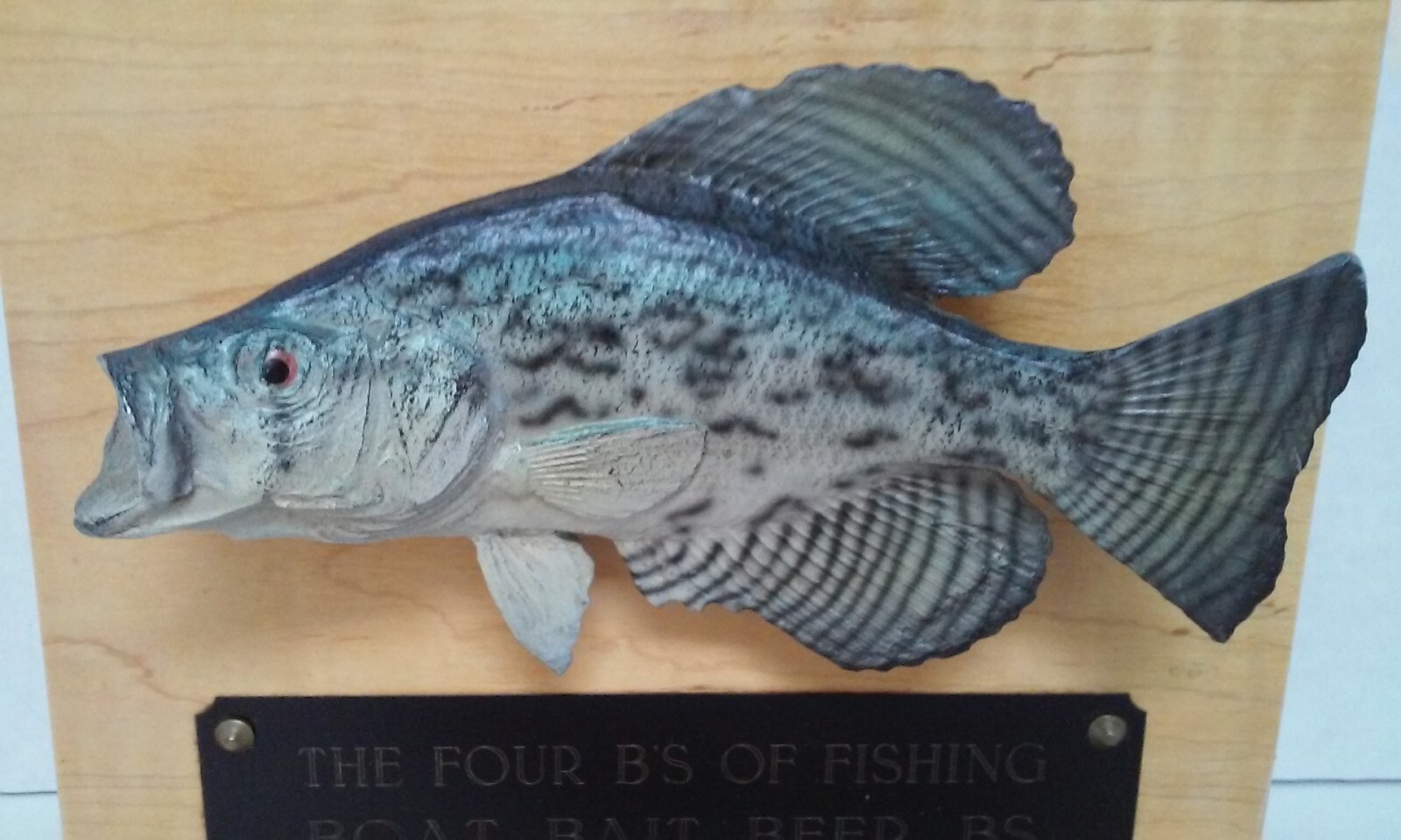 Vintage Fish Replica Crappie 7 1/4" on Wood with The four B's of ...