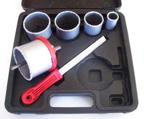 8pc ATE PRO PROFESSIONAL TUNGSTEN CARBIDE GRIT HOLE SAW SET 1-5/16 - 3 ...