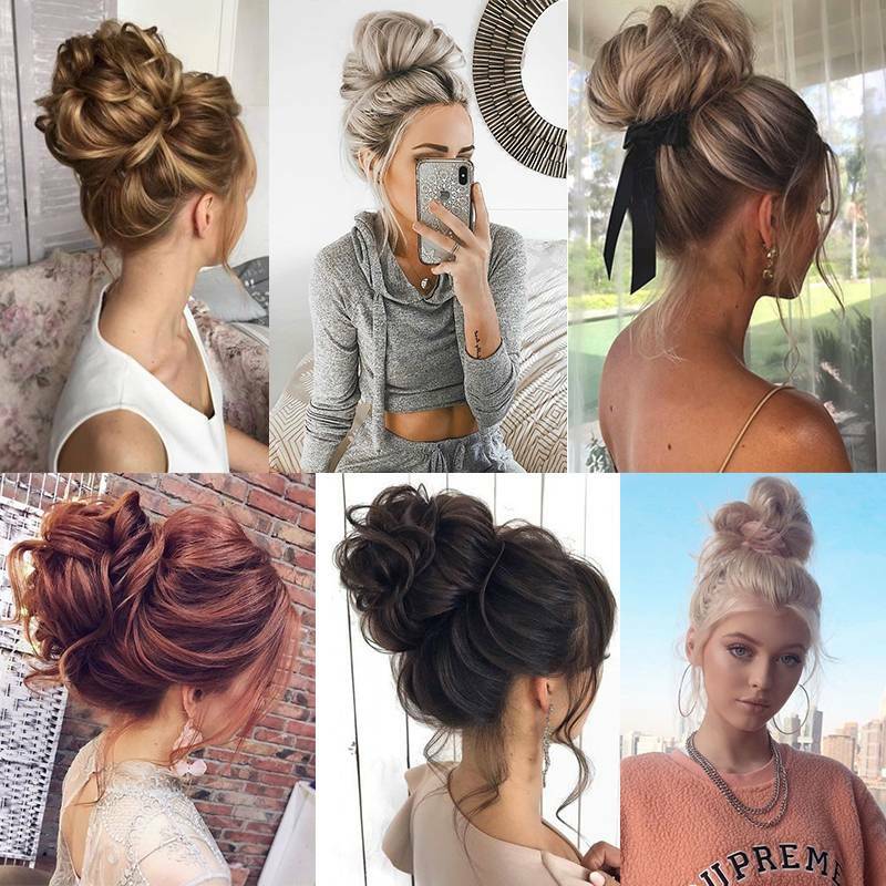 6" Natural Curly Lady Messy Bun Hair Piece Bobble Scrunchie Fake Hair ...