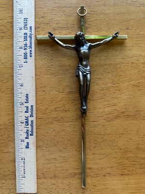 Inri Vintage metal crucifix Jesus Christ on Cross displaying peace sign ...