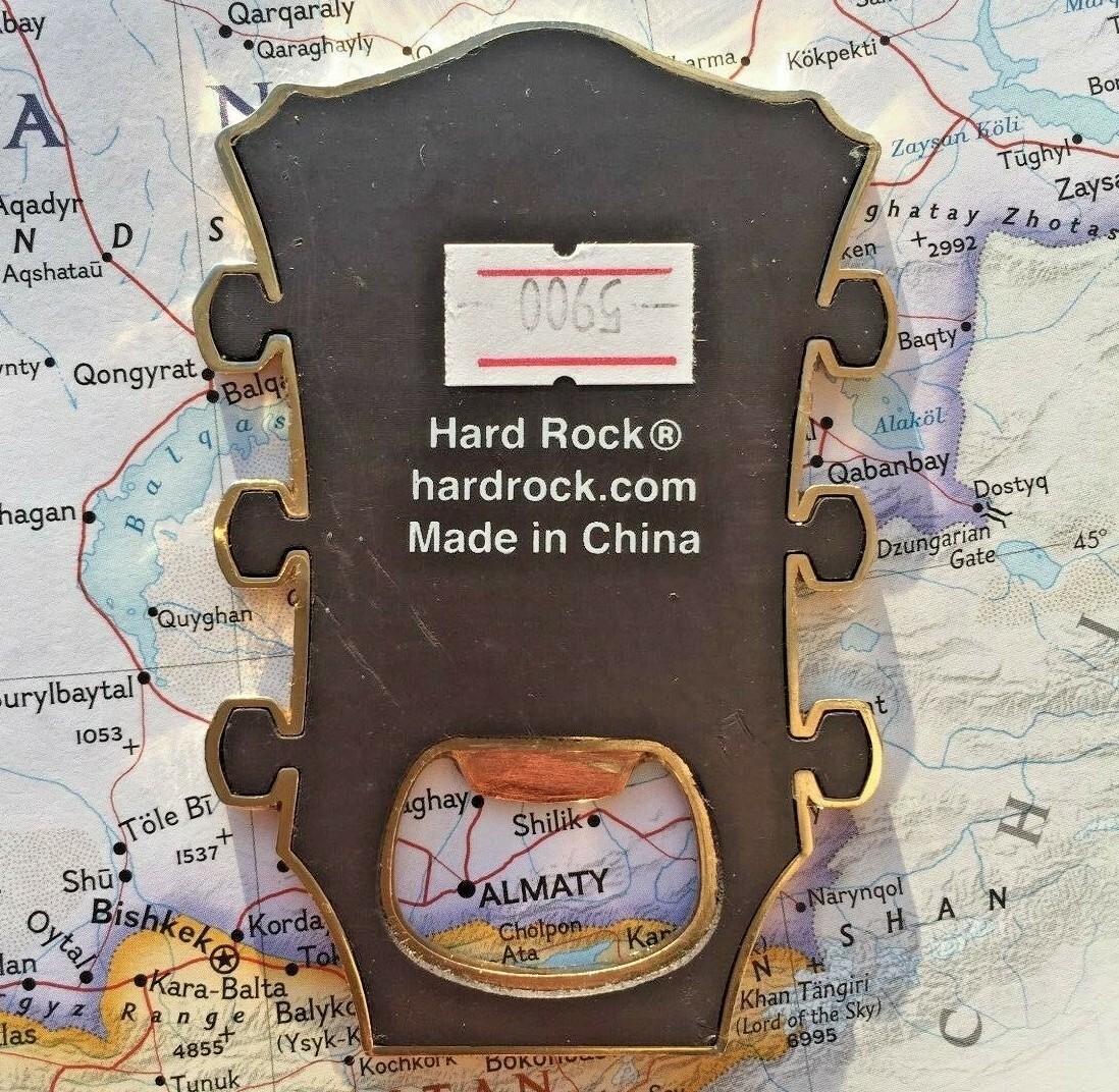 ALMATY KAZAKHSTAN 🇰🇿 Hard Rock Cafe HRC GUITAR HEAD METAL MAGNET Bottle ...