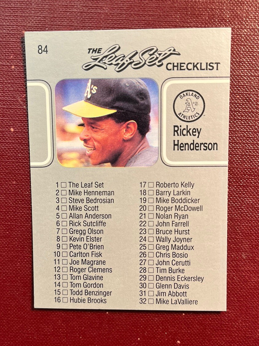 Rickey Henderson 1990 Leaf Checklist Card #84 | eBay