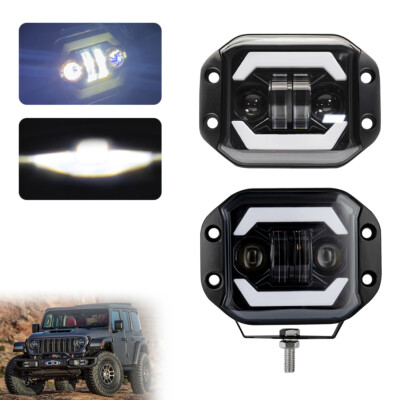 Pair 5" Inch Spotlight Flush Mount LED Work Light Bar Hi/low Beam Off ...