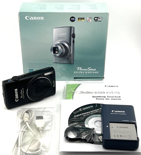 Canon PowerShot ELPH 330 HS Digital Camera Black 12.1MP WiFi 10x Zoom ...