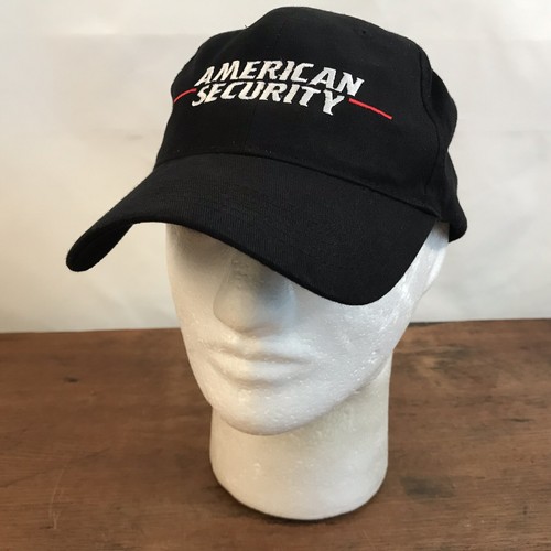 American Security Black Cotton Strapback Baseball Cap Hat CH28 | eBay