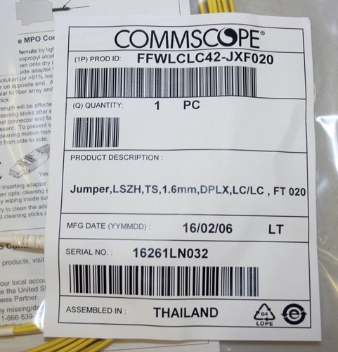 Commscope FFWLCLC42-JXF020, Jumper,LSZH,TS, 1.6mm,DPLX,LC/LC Cable (Lot of 10) | eBay