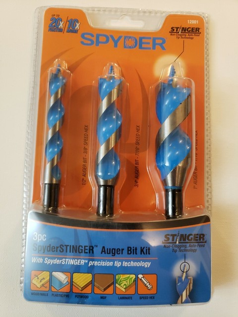 Spyder 3pc Spyderstinger Auger Bit Kit 12001 for sale online | eBay