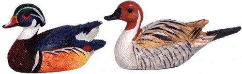 Dolls House Pair of Pond Ducks Miniature Garden Bird Accessory 1:12 ...