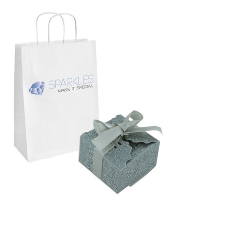 50 Matte Silver Small Ribbon Wedding Favor Gift Boxes Party Event Candy ...