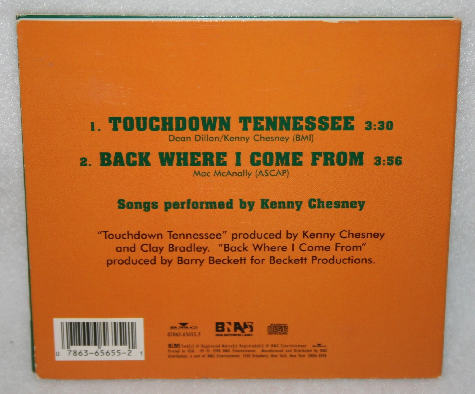 TOUCHDOWN TENNESSEE Tribute To John Ward KENNY CHESNEY CD Volunteers ...