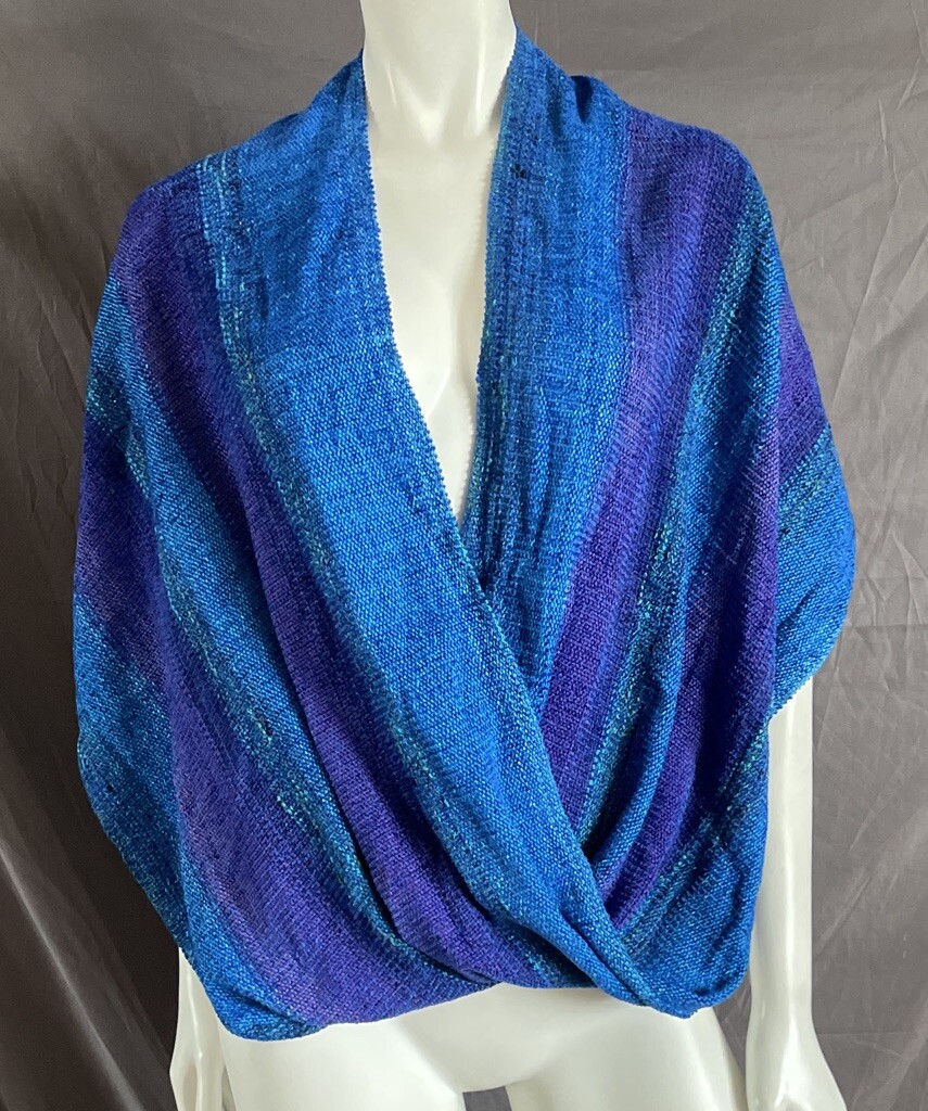 Santa Fe Handwoven Design Infinity Wrap Fringed Shawl… - Gem