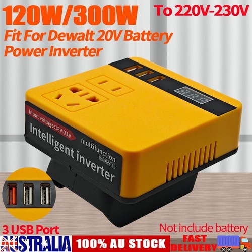 120W Power Inverter For Dewalt 18V/20V Battery Convert to AC 220-230V w ...