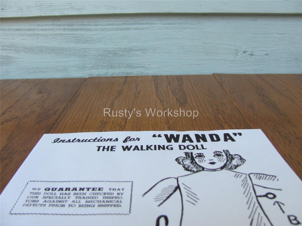1950's Advance WANDA Walking doll Operating INSTRUCTIONS Sheet ...