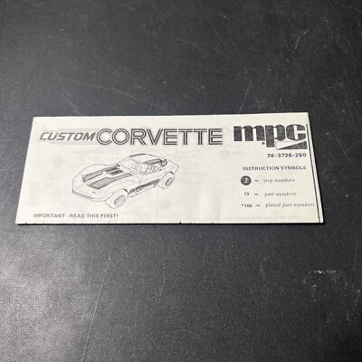 Vintage Early Model Kit Instruction Booklet MPC Custom Corvette | eBay
