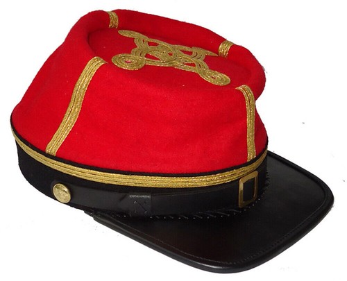 Civil War American Confederate Artillery Major Colonel Red Kepi S-XL | eBay