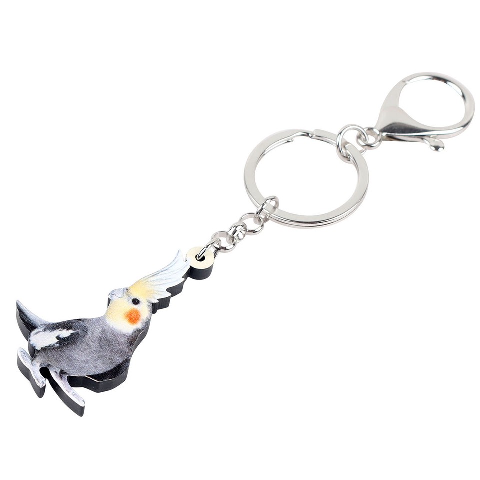 Acrylic Cockatiel Parrot Bird Keychains Car Key Ring Animals Jewelry ...