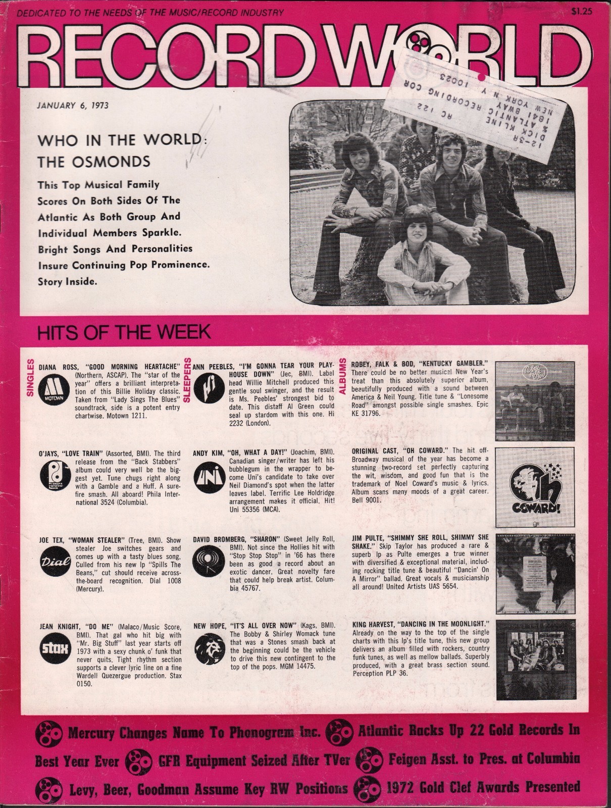 Record World January 6 1973 The Osmonds w/ML EX 120715DBE | eBay