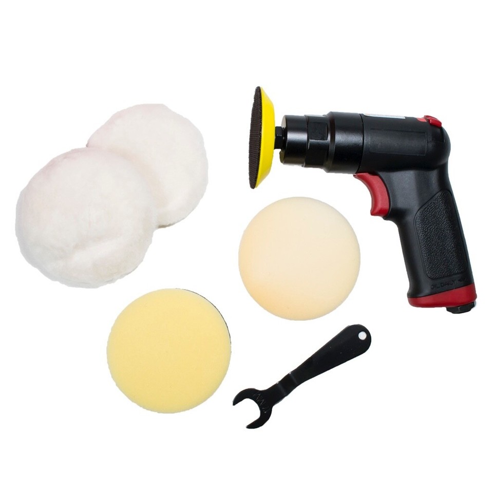 3" Mini Composite Pistol Grip Air-Operated Buffer/Polisher Kit -Foam ...