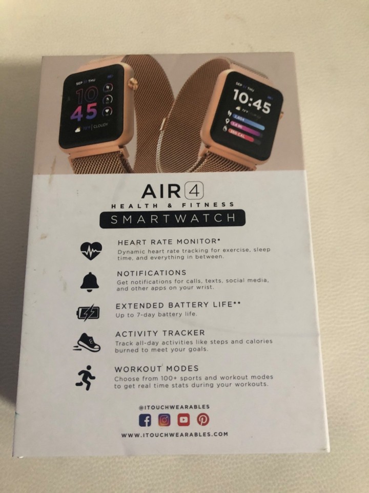 iTouch Air 4 Smartwatch Health Fitness Tracker Pink Rose Gold NEW OPEN ...