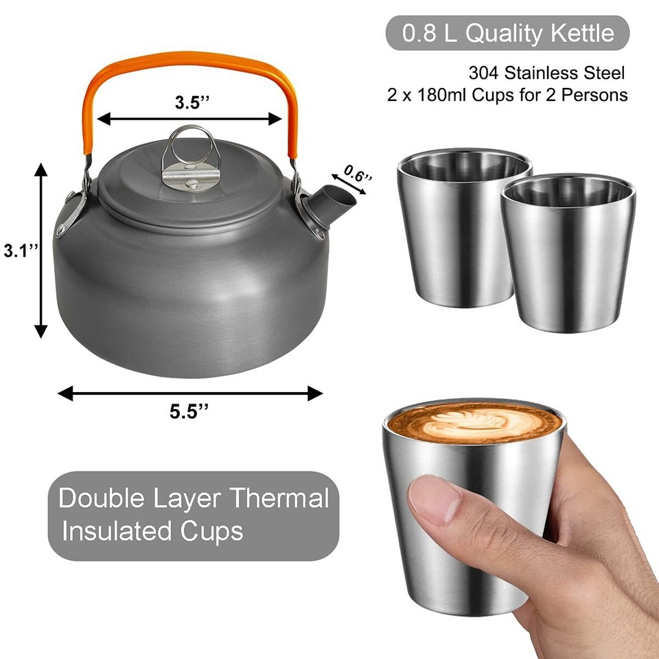 12Pcs Camping Cookware Set Camping Survival Stove Pot Pans Kit Portable ...